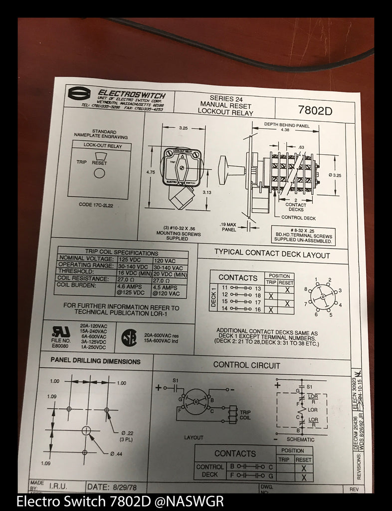 7802D - Electro Switch - 125 VDC Switch — North American Switchgear Store