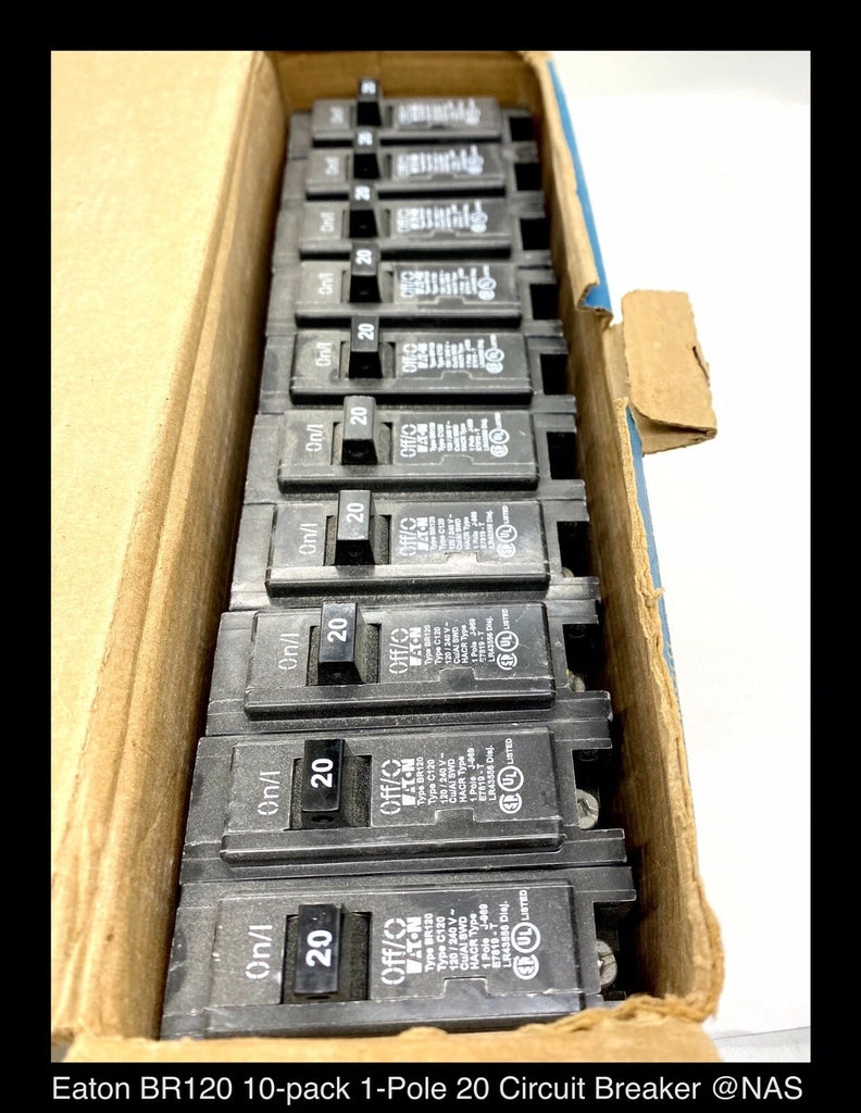 Eaton BR120 Molded Case Circuit Breaker - 20 Amp - 10 Pack - Unused Su — North American ...