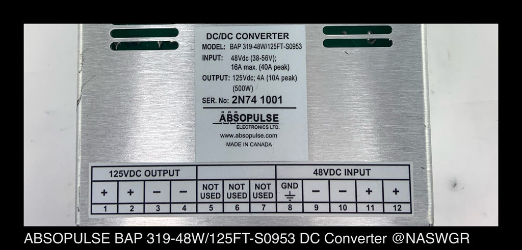 ABSOPULSE BAP 319-48W/125FT-S0953 DC/DC Converter — North American Switchgear Store