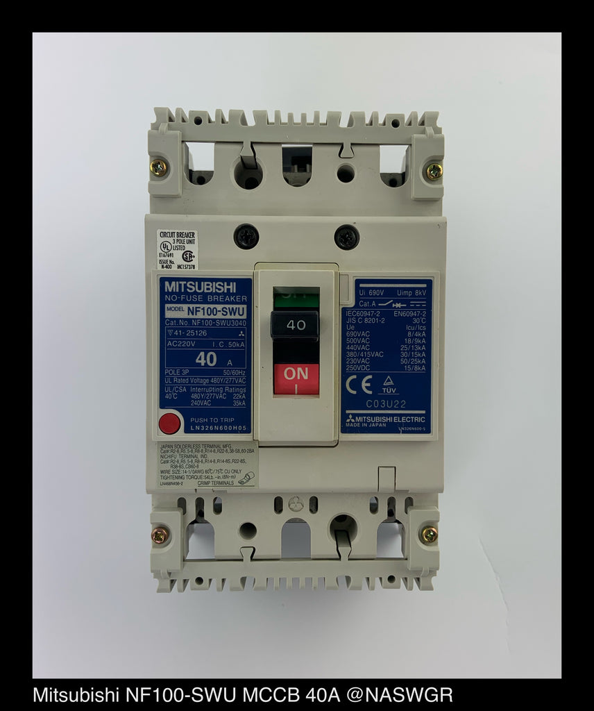 Mitsubishi NF100-SWU3040 No-Fuse Circuit Breaker ~ 40 Amp ~ Unused Sur — North American ...