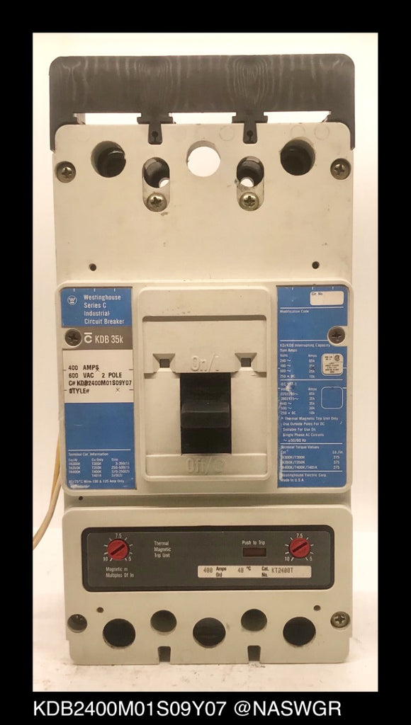 Westinghouse KDB2400M01S09Y07 Molded Case Circuit Breaker ~ 400 Amp — North American Switchgear ...