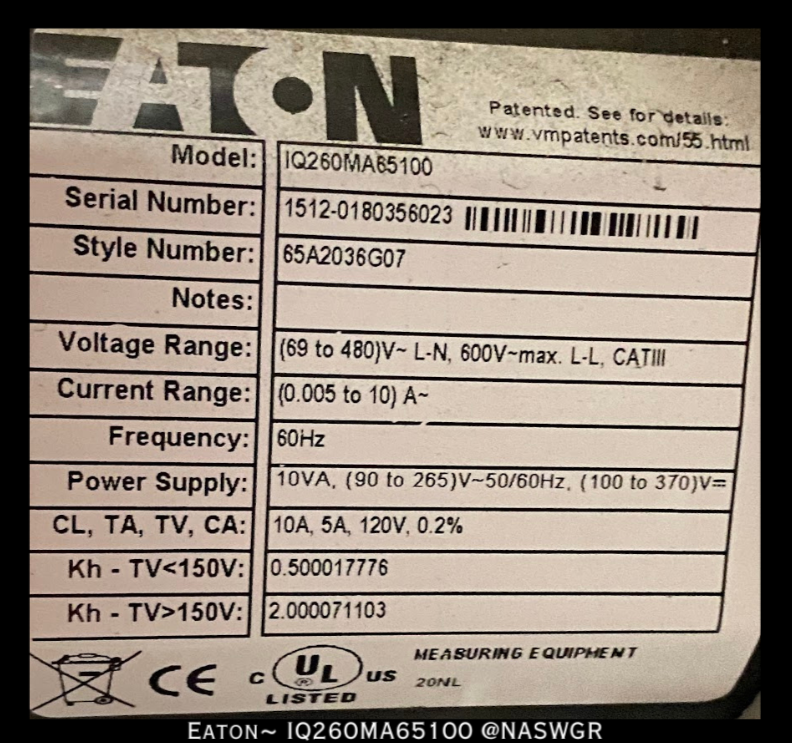 Eaton IQ 250/260 Power Meter - IQ260MA65100 — North American Switchgear ...