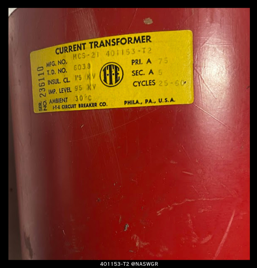 ITE MCS-21 401153-T2 Current Transformer - 75:5 Amp — North American ...