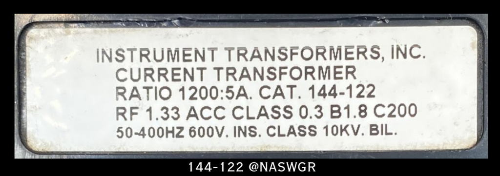 Instrument Transformers 144-122 Current Transformer - 1200:5 Amp ...
