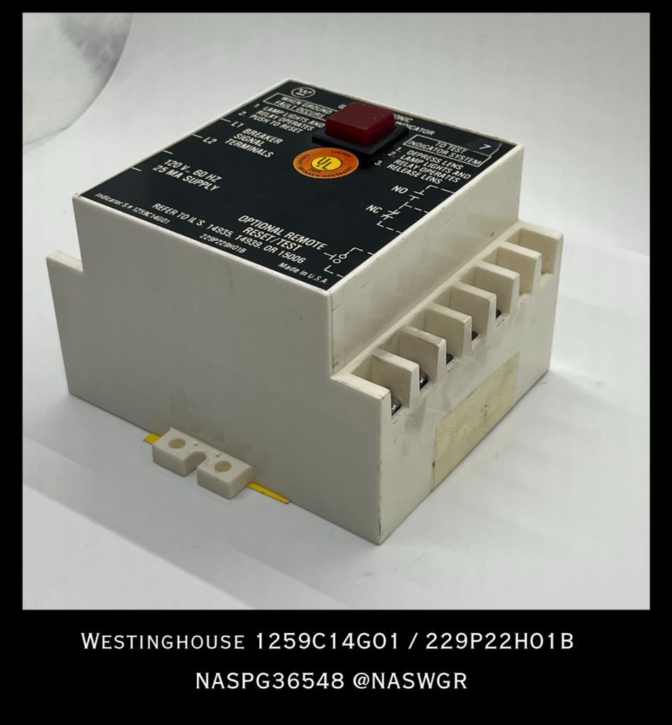 1259C14G01 ~ Westinghouse 1259C14G01 Seltronic Ground Fault Indicator ...