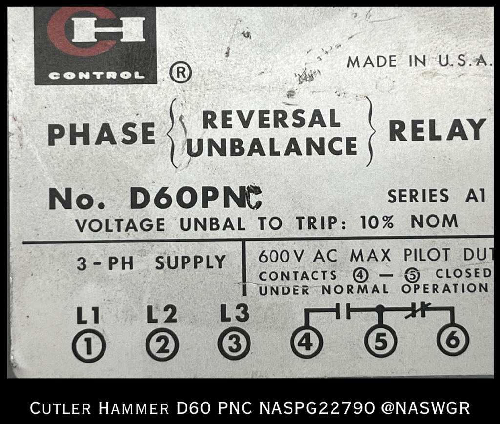 D60 PNC ~ Cutler-Hammer D60 PNC ~ Phase Reversal Unbalance Relay ...