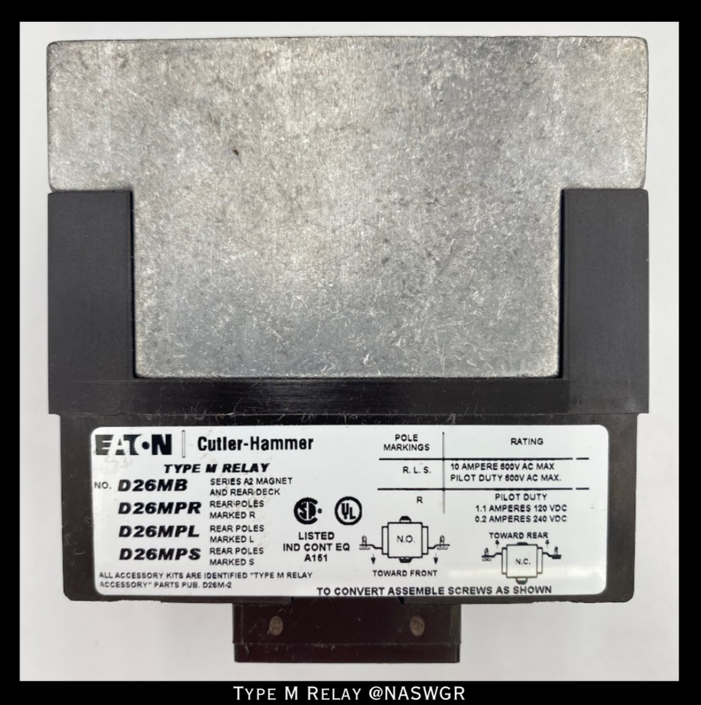 Eaton D26MB/D26MPR/D26MPL/D26MPS TYPE M RELAY - 9-1989-1 COIL 120/110V ...