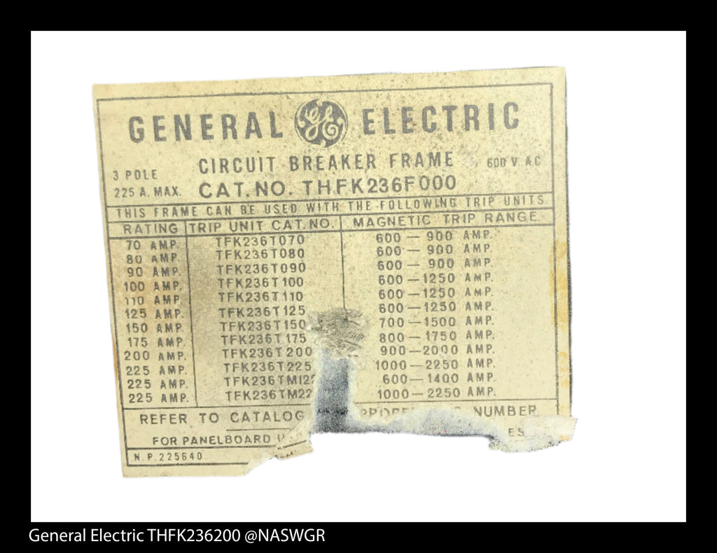 General Electric THFK236200 Molded Case Circuit Breaker - 200 Amp ...