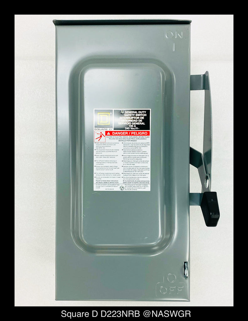 Square D D223NRB General Duty Safety Switch - 100A/240V/2P/N3R - Unuse ...