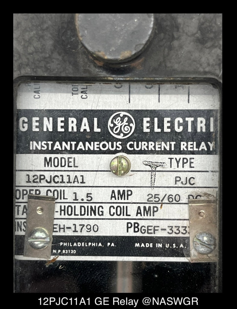 12PJC11A1 ~ General Electric 12PJC11A1 Instantaneous Current Relay ...