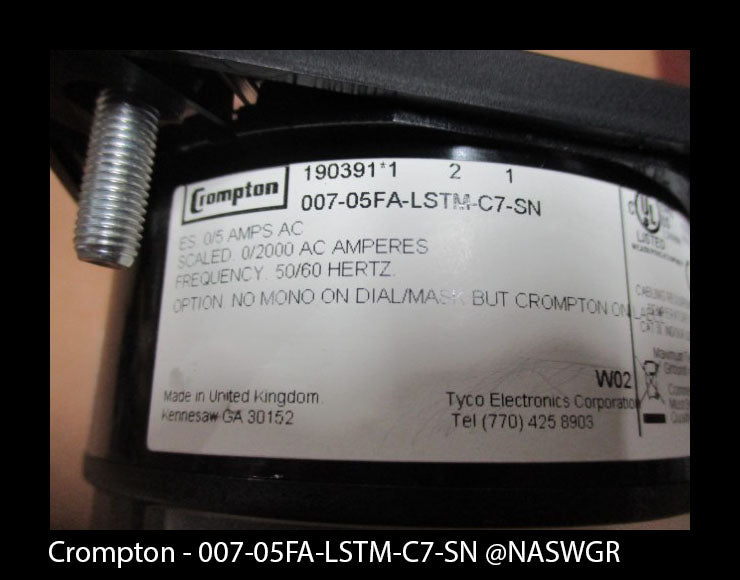 007-05FA-LSTM-C7-SN - Crompton - 2000 AC Amperes Meter — North American ...
