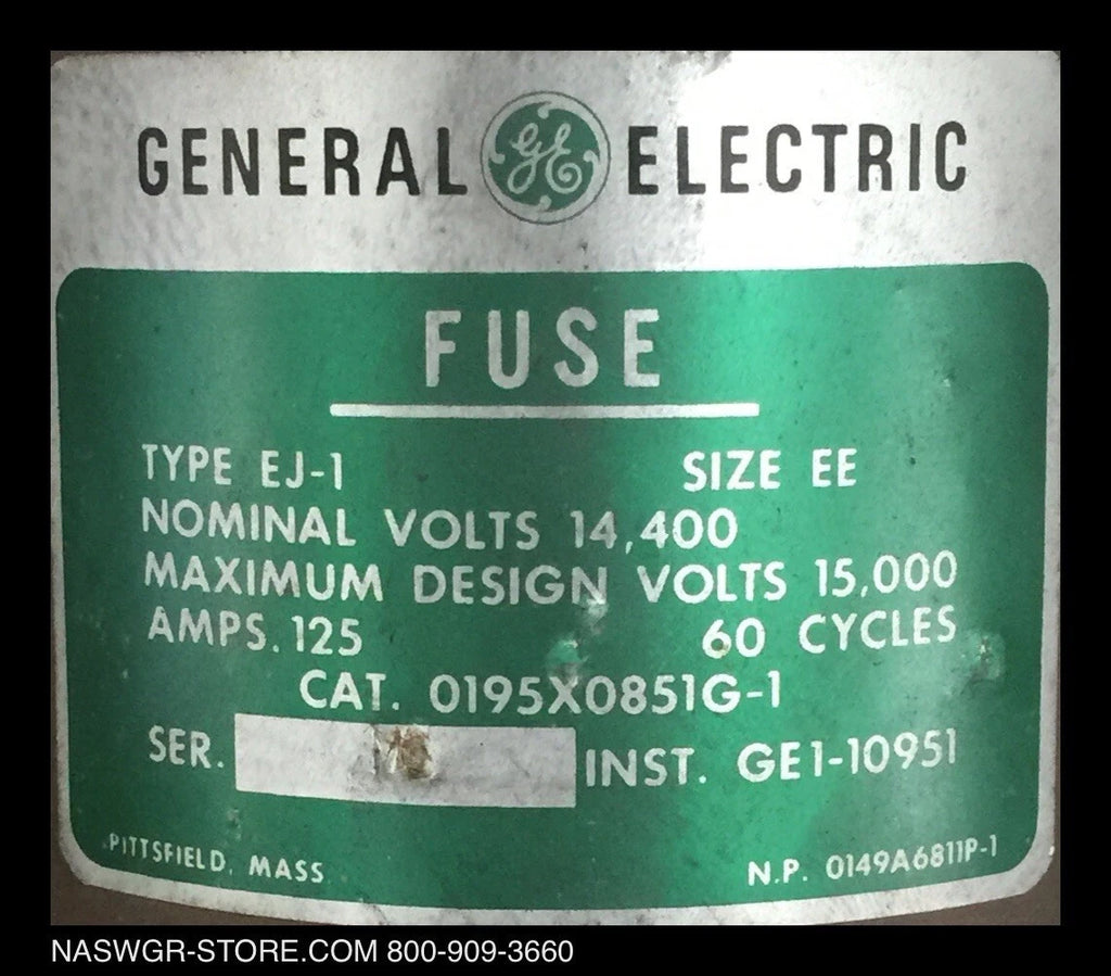 GE 0195X0851G-1 EJ-1 Fuse - General Electric EJ-1 125A Double Barrel F ...