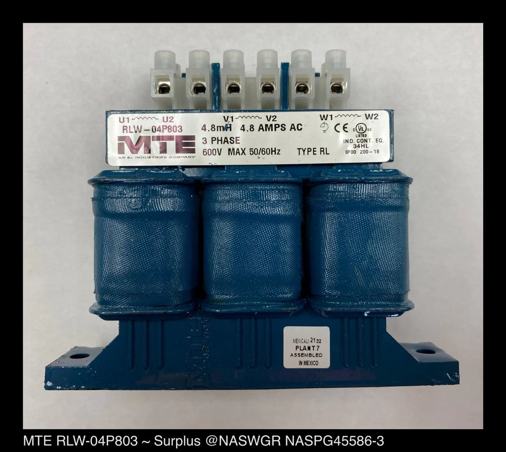 MTE Corp. RLW-04P803 Line Reactor 4.8A, 4.800mH, 3Ph, Open — North ...