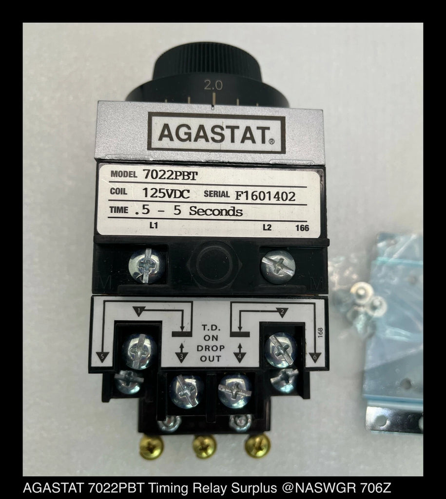 AGASTAT 7022PBT Timing Relay .5-5 seconds 125VDC - Unused — North ...