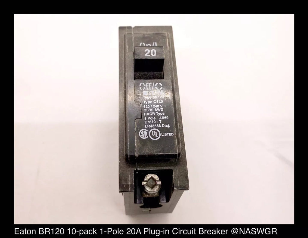 Eaton BR120 Molded Case Circuit Breaker - 20 Amp - 10 Pack - Unused Su ...
