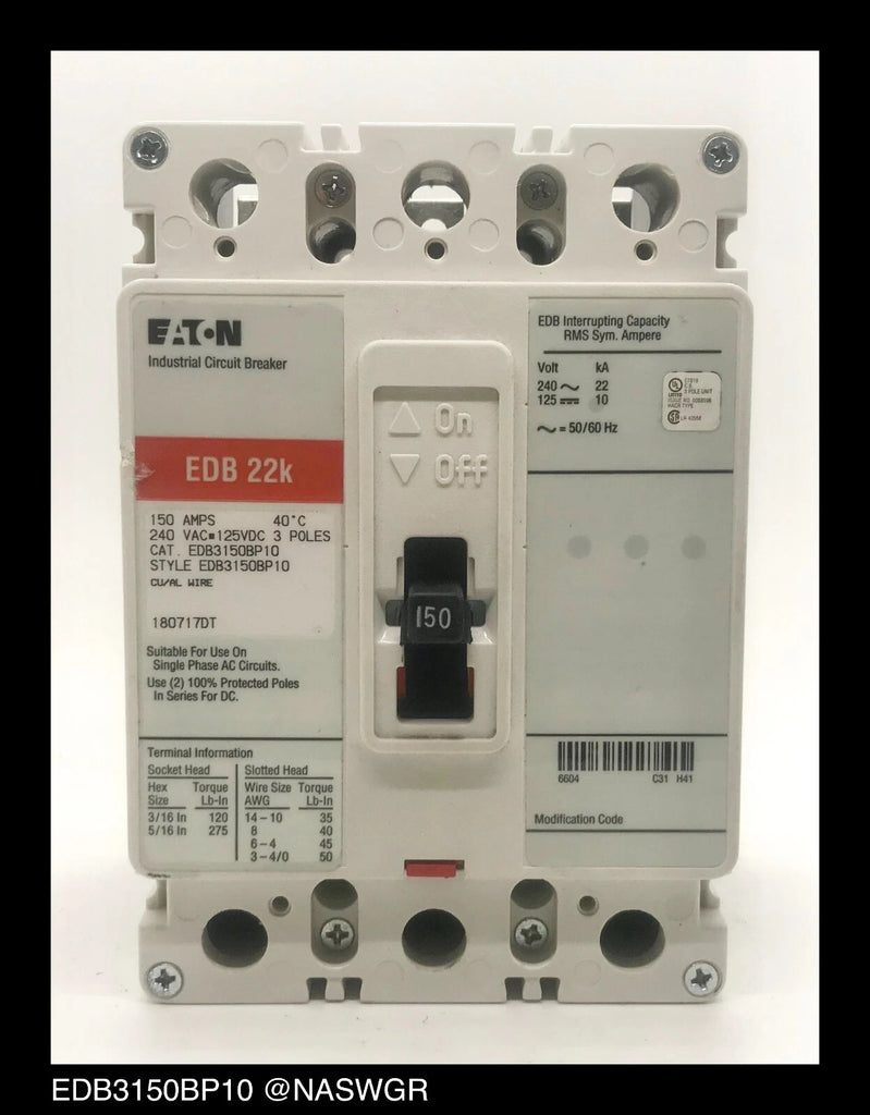 Eaton EDB3150BP10 Molded Case Circuit Breaker - 150 Amp — North ...