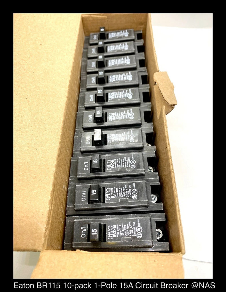 Eaton BR115 Molded Case Circuit Breaker - 15 Amp - 10 Pack - Unused Su ...