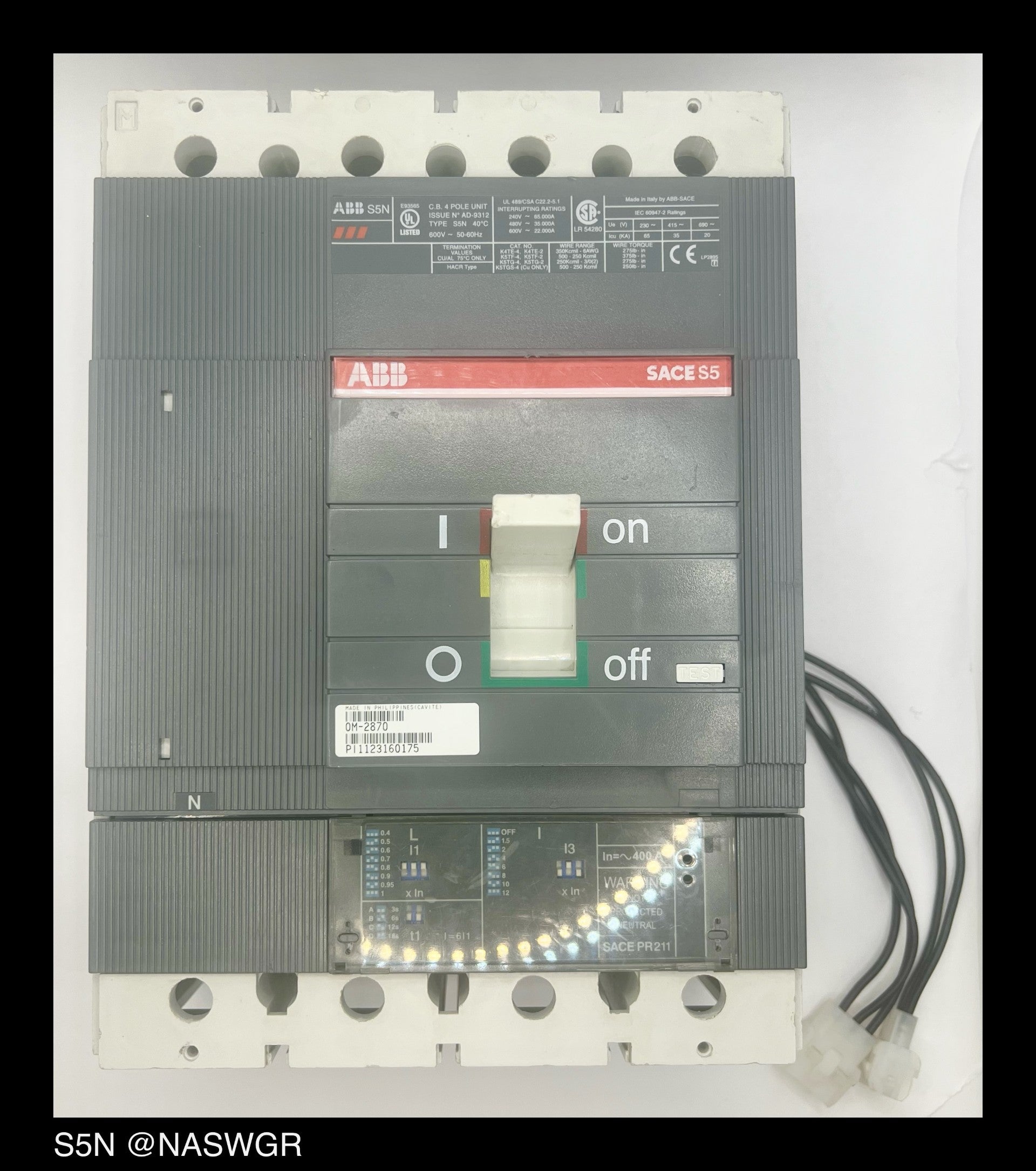 ABB SACE Isomax S5N Molded Case Circuit Breaker - 400 Amp — North American Switchgear Store