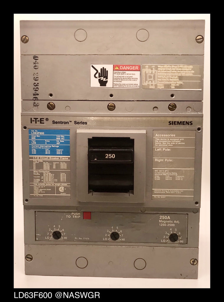 Siemens LD63F600 Molded Case Circuit Breaker ~ 250 Amp — North American ...