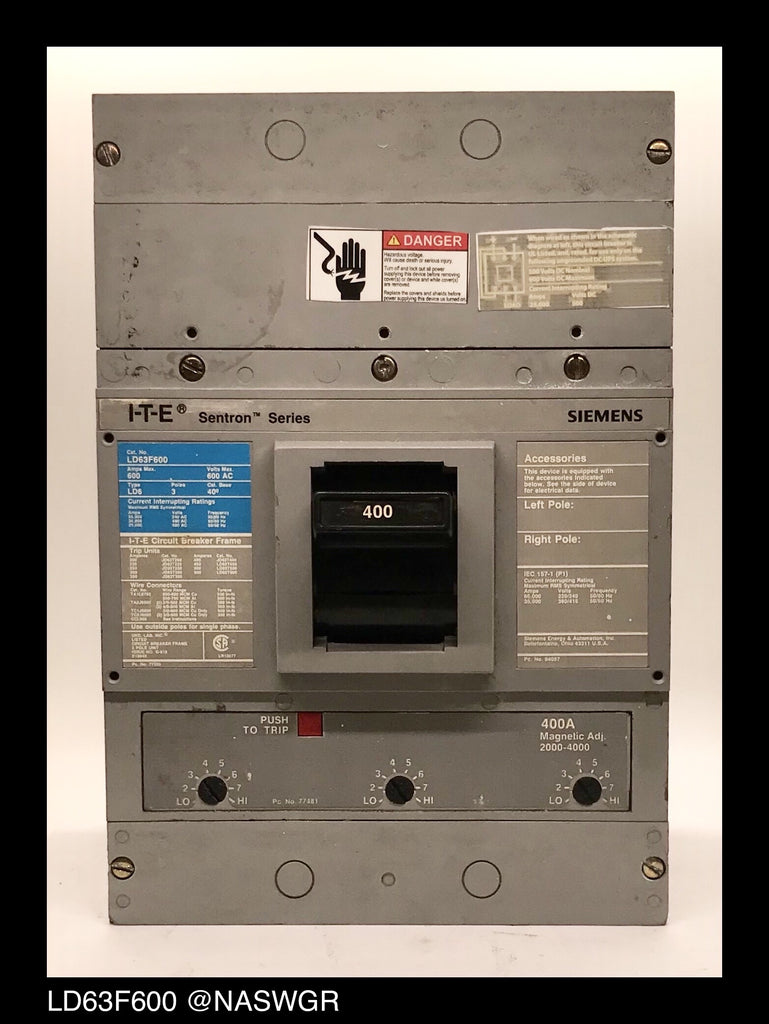 Siemens LD63F600 Molded Case Circuit Breaker ~ 400 Amp — North American ...