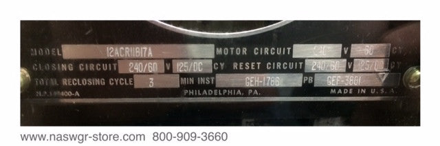 GE 12ACR11B17A A-C Reclosing Relay ~ ACR — North American Switchgear Store