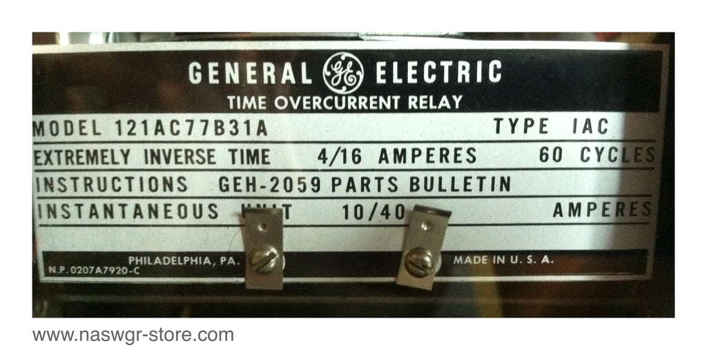 12IAC77B31A , GE Time Overcurrent Relay , Type: IAC , PN: 12IAC77B31A ...