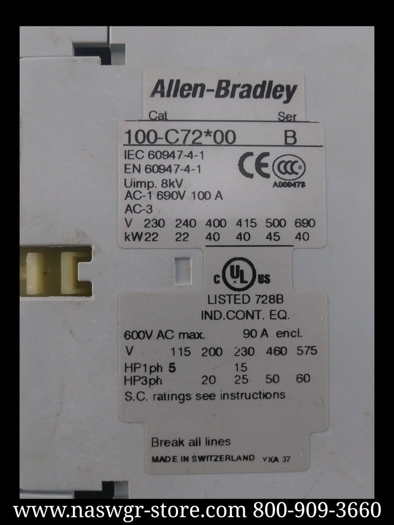 Allen-Bradley 100C72*00 Series B Contactor — North American Switchgear ...