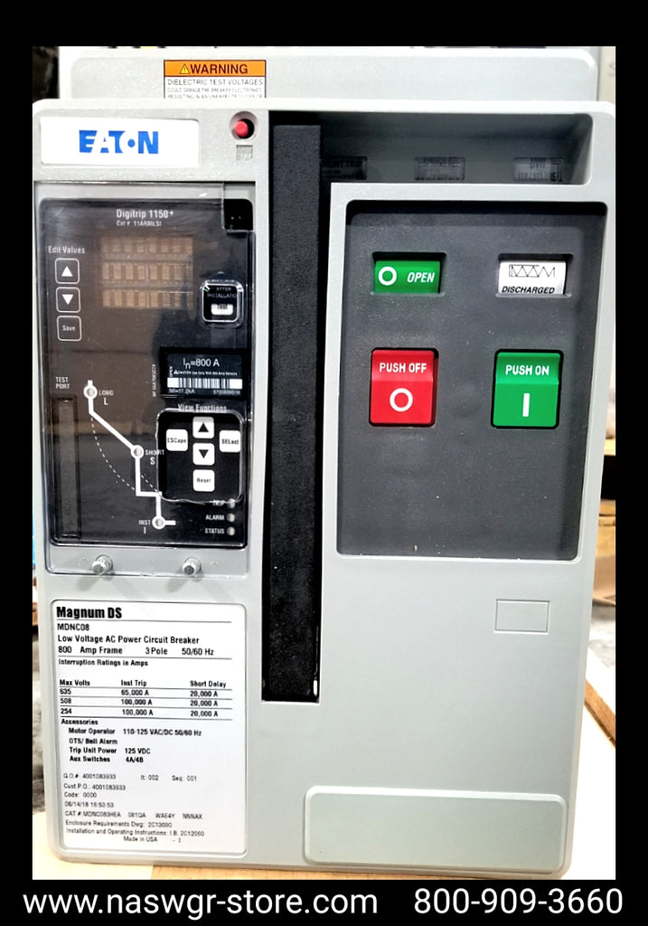 Eaton Magnum DS MDNC08 Circuit Breaker (E/O,B/I) - 800 Amp - Unused ...