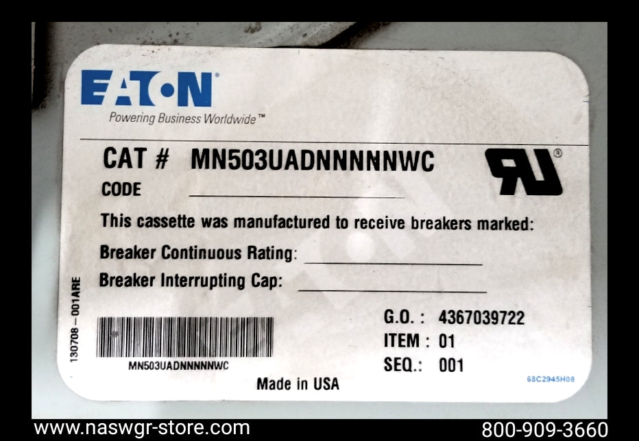 Eaton Magnum MN503UADNNNNNWC Cassette - 2000-5000 Amp - Unused — North ...
