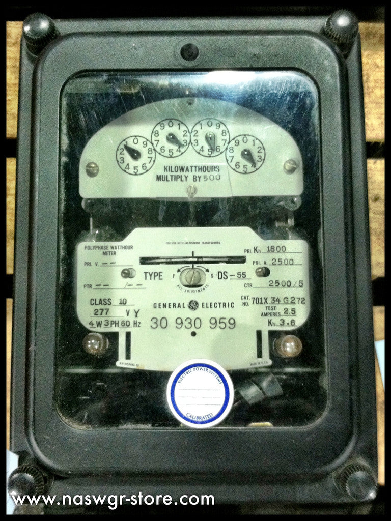 General Electric 701X34G272 Kilowatt Hour Meter , Type DS-55 , Class 1 ...
