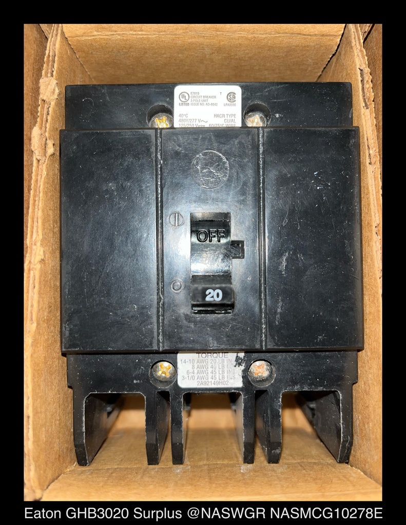 Eaton GHB3020 Molded Case Circuit Breaker - 20 Amp - Unused — North ...