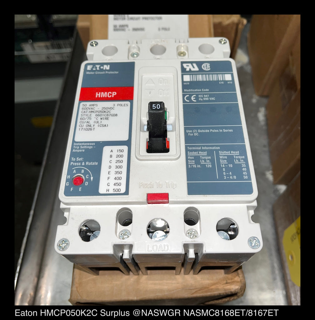 Eaton HMCP050K2C Motor Circuit Protector ~ 50 Amps - Unused Surplus ...