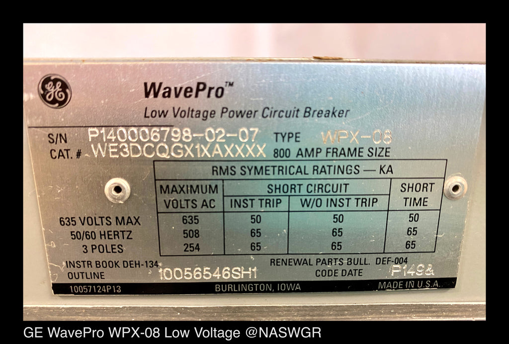 GE WavePro WPX-08 Circuit Breaker (M/O,D/O) - 800 Amp — North American ...