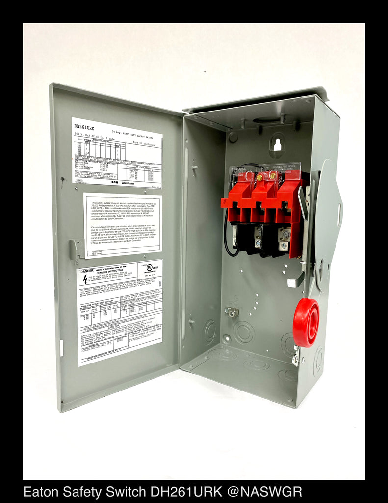 Eaton DH261URK Heavy Duty Safety Switch - 30A/600V/2P/N3R - Unused ...