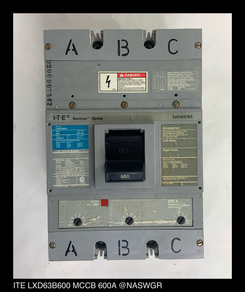 Siemens LXD63B600 Circuit Breaker ~ 600 Amp — North American Switchgear Store