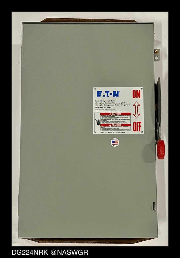 Eaton DG224NRK General Duty Safety Switch - 200A/240V/2P3W/N3R - Unuse ...