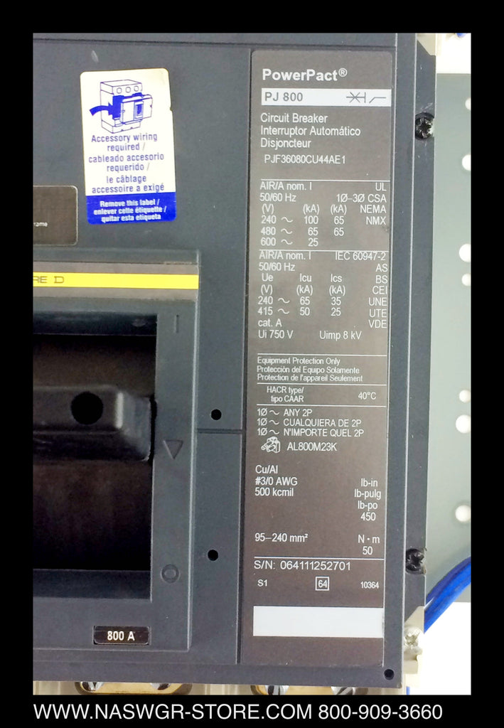 Square D PowerPact PJ800 Circuit Breaker - 800 Amp — North American ...