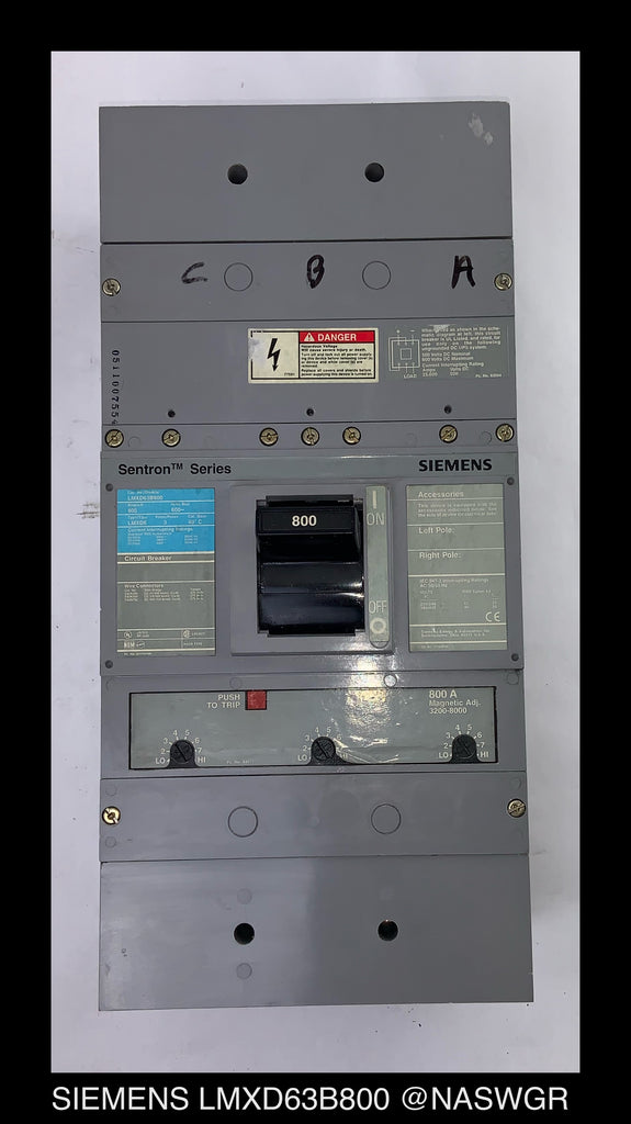 Siemens LMXD63B800 Molded Case Circuit Breaker - 800 Amp — North ...