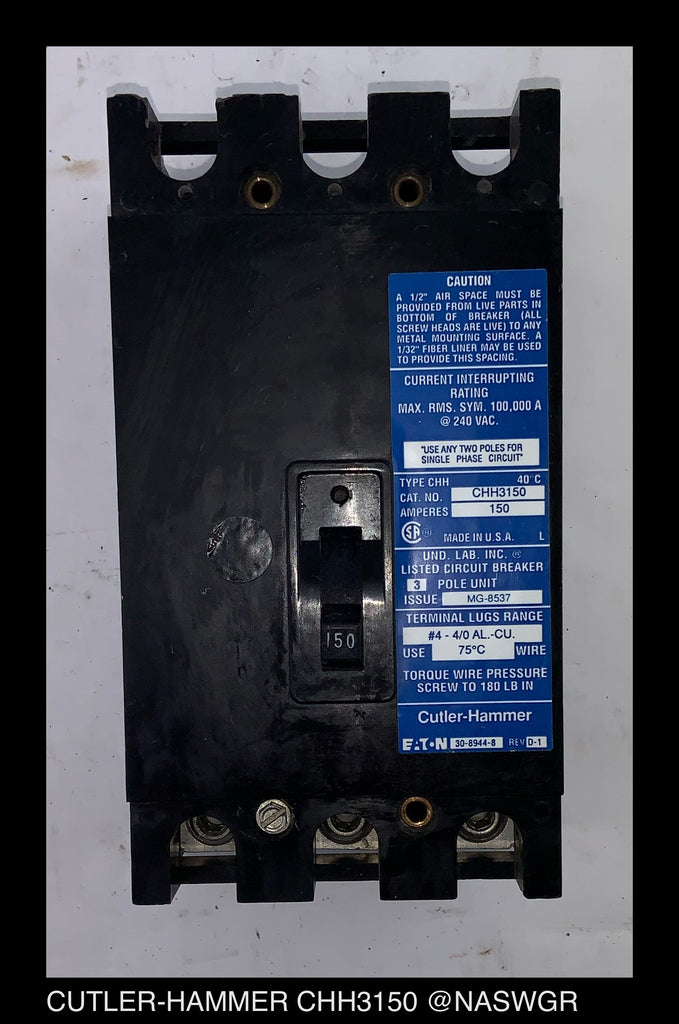 Cutler Hammer CHH3150 Molded Case Circuit Breaker - 150 Amp — North ...