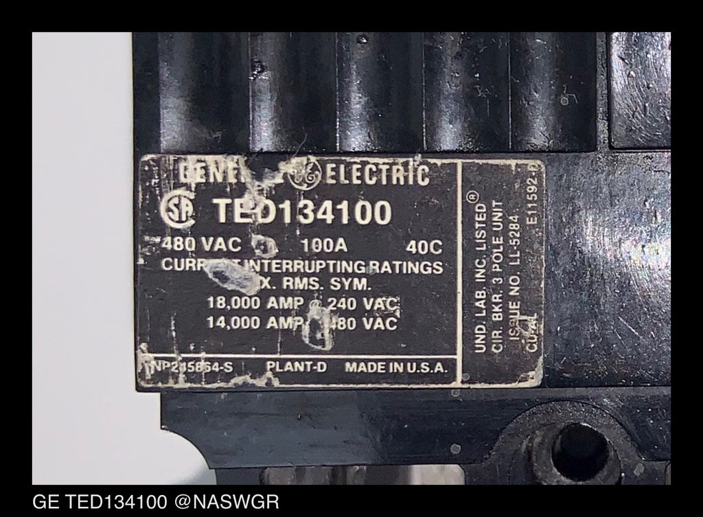 General Electric TED134100 Molded Case Circuit Breaker - 100 Amp ...
