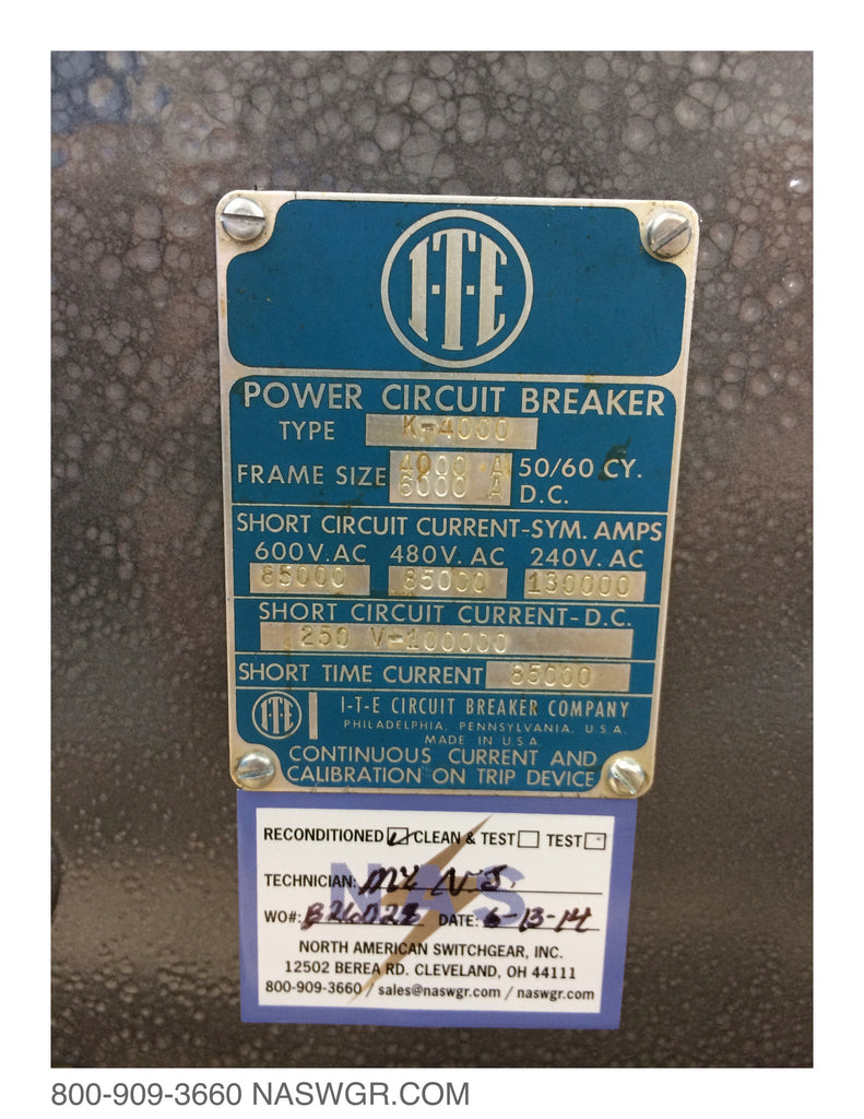 ITE K-4000 Circuit Breaker (E/O,D/O) - 4000 Amp — North American ...