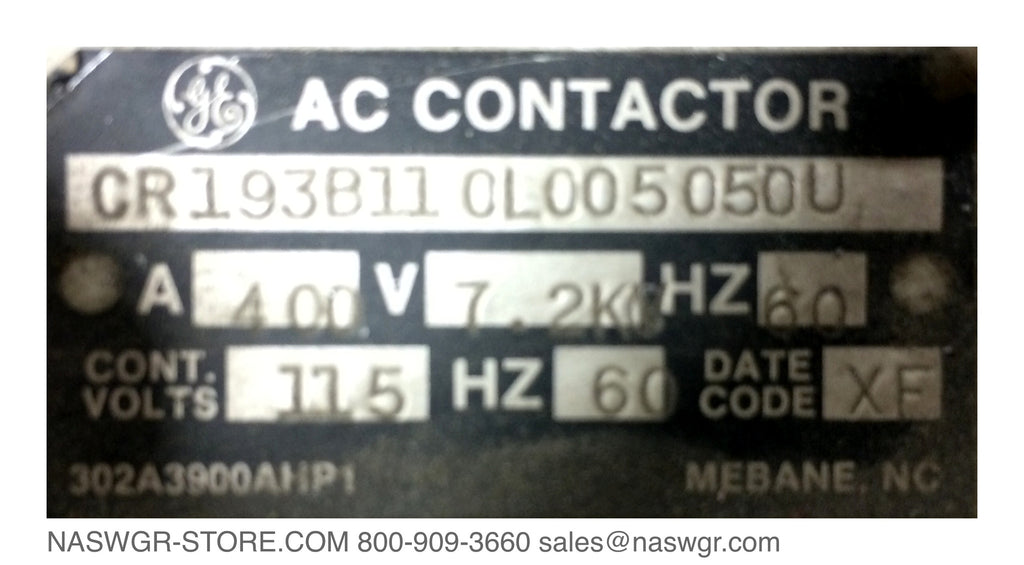 CR193B110L005050U ~ GE CR193 Contactor ~ GE Limitamp Vacuum CR193 ...