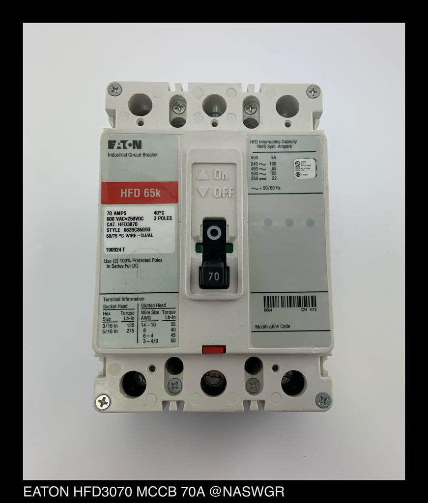 Eaton HFD3070 Molded Case Circuit Breaker ~ 70 Amp — North American ...