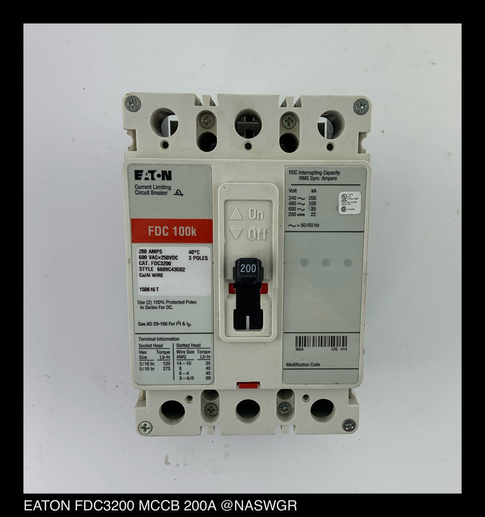 Eaton FDC3200 Molded Case Circuit Breaker ~ 200 Amp - Unused Surplus ...