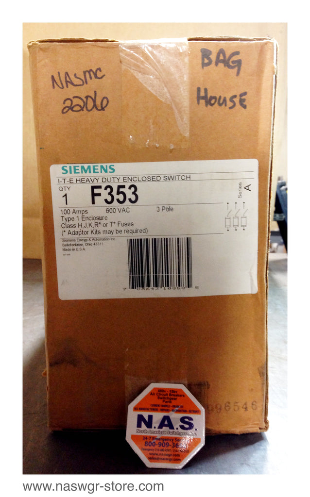 Siemens F353 Heavy Duty Enclosed Switch - 100 Amp - Unused — North ...