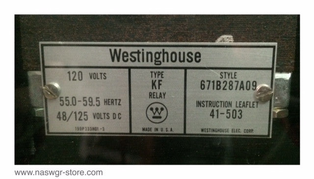 Westinghouse 671B287A09 KF Relay — North American Switchgear Store