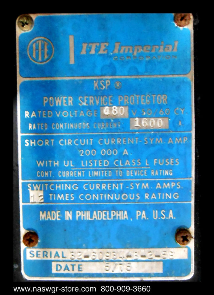ITE KSP-1600 Power Service Protector (M/O,B/I) - 1600 Amp — North ...