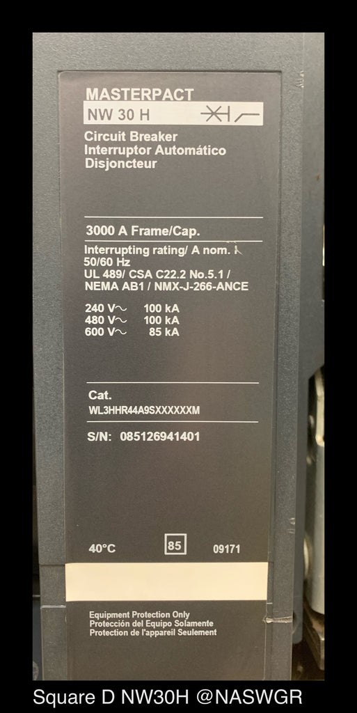 Square D MasterPact NW30H Circuit Breaker (M/O,D/O) - 3000 Amp — North ...