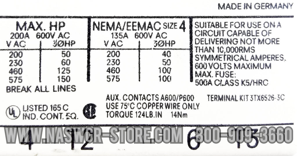Siemens 3TF52 Contactor — North American Switchgear Store