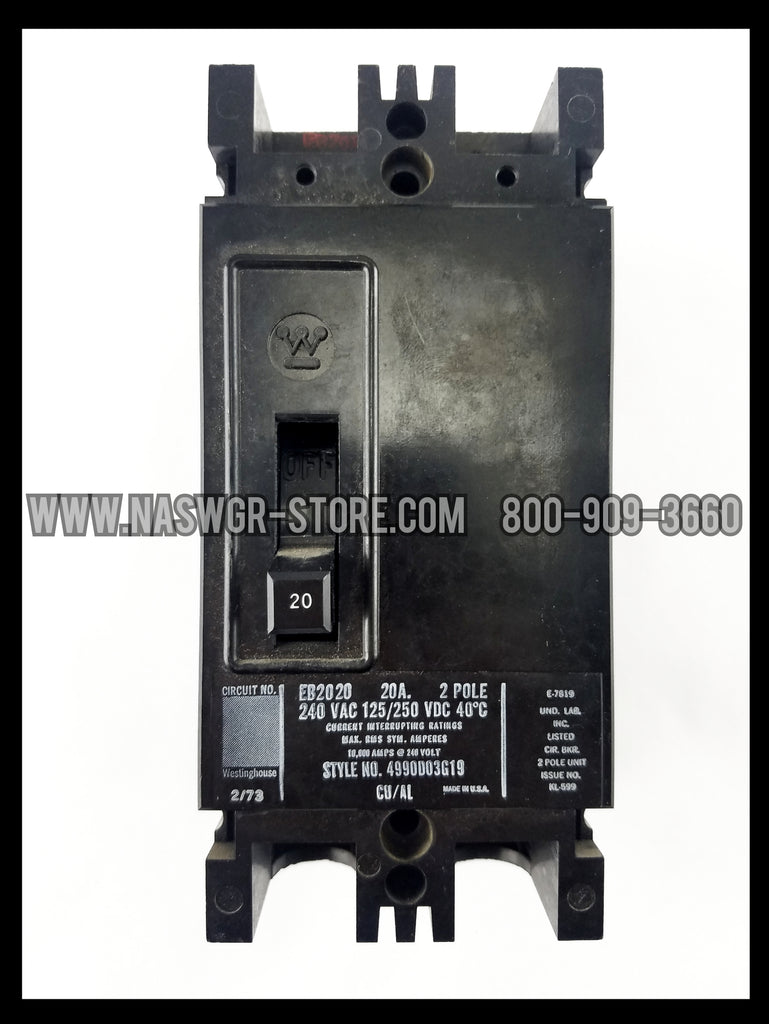Westinghouse EB2020 Molded Case Circuit Breaker - 20 Amp — North ...